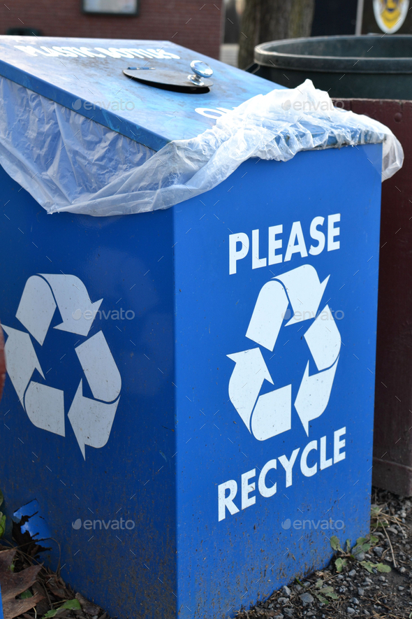 Recycle here. Recycling collection bin container. Eco friendly ...