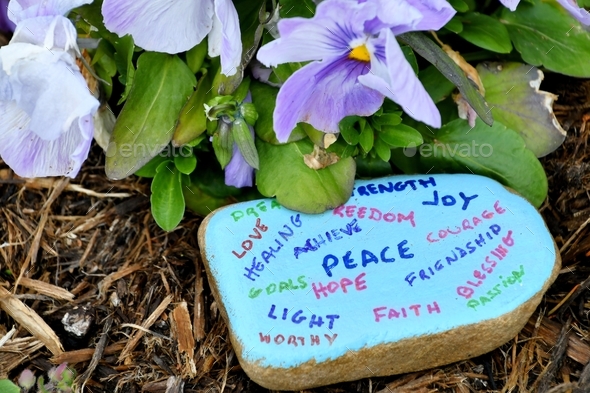 painted rock words of encouragement Love, dream, healing, goals, light ...