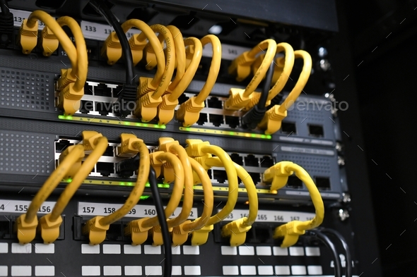 IT Department - cables wires connections to servers Stock Photo by ...