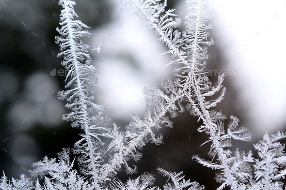 Heavy frost patterns on a window. Winter texture background Stock Photo ...