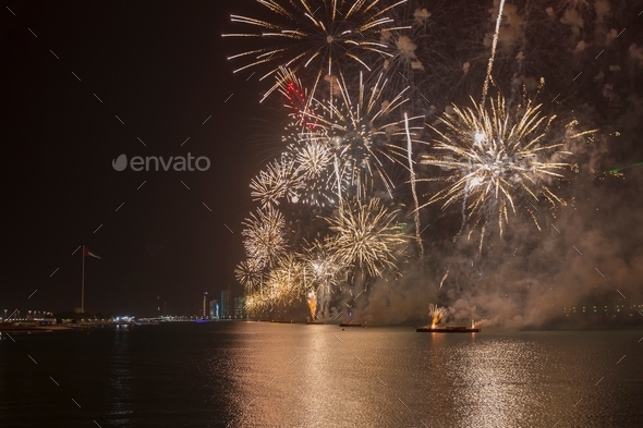 Fireworks on Corniche in Abu Dhabi Stock Photo by vinnikava | PhotoDune