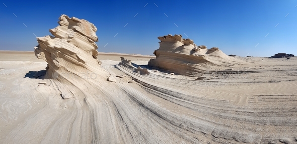 Massive sand rock formation in the desert in Abu Dhabi, UAE Stock Photo ...