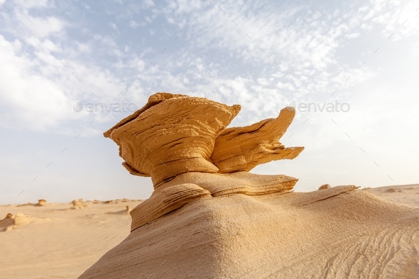 Sand rocks, fossil dunes in the desert in Abu Dhabi, UAE Stock Photo by ...
