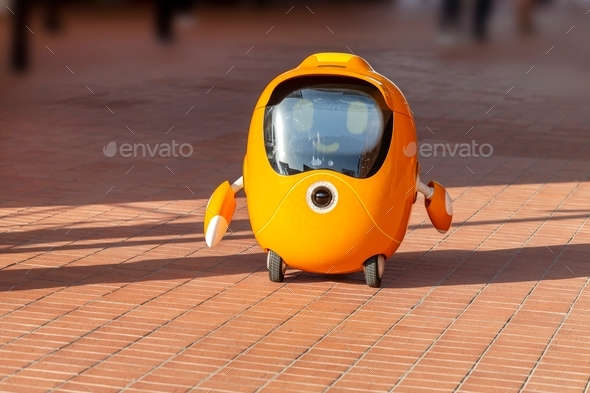 Opti, the cutest robot at Expo2020 in Dubai Stock Photo by vinnikava