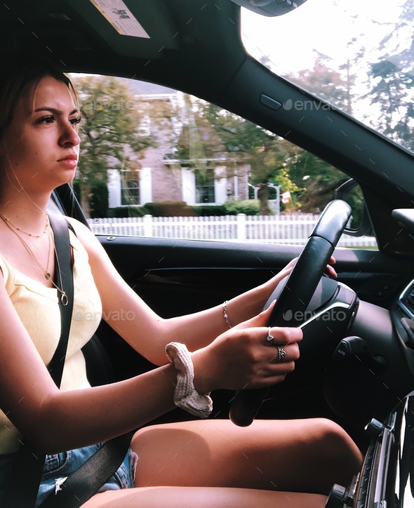 Young teenage girl taking her first driving lessons Stock Photo by ...