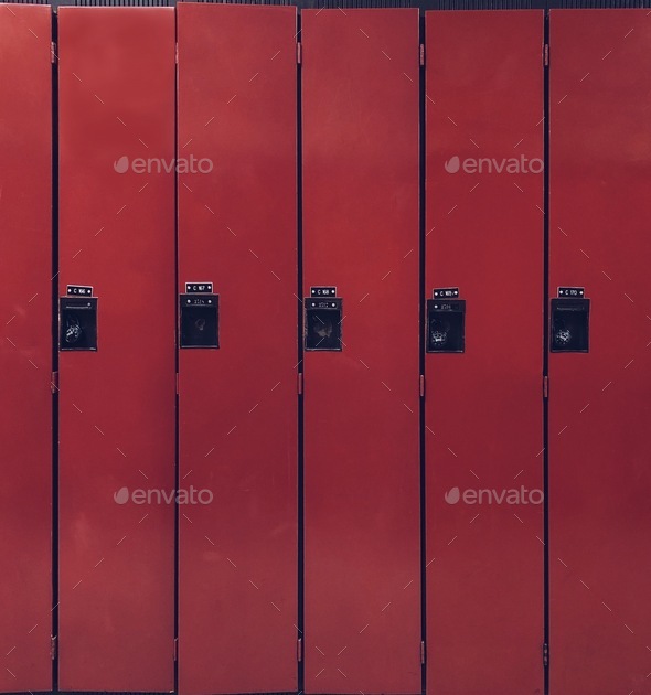 Red school lockers Stock Photo by JulieAlexK | PhotoDune