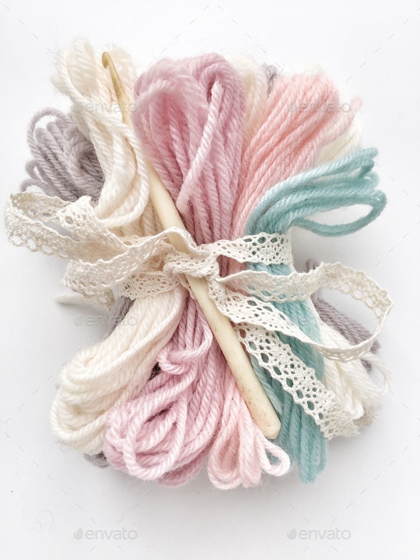 Pastel colors yarn tied in a bunch Stock Photo by JulieAlexK | PhotoDune