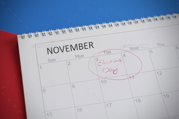 Calendar with circled November 3, Election Day in the United States of ...