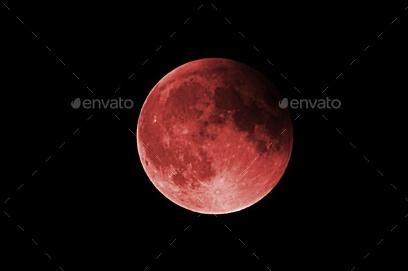 Strawberry Blood red super moon full harvest moon Stock Photo by RLTheis
