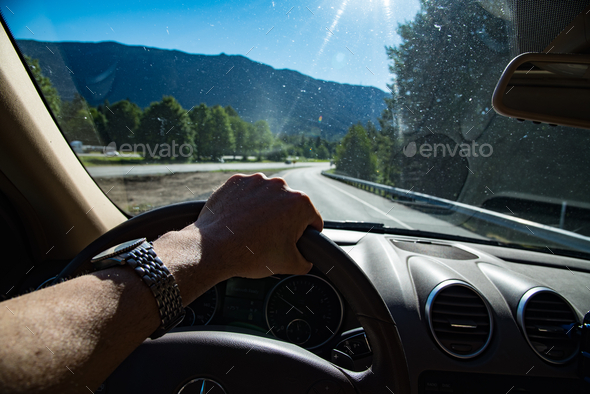 Personal perspective driving on an interstate highway. Stock Photo by ...