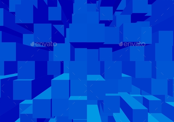 Abstract blue digital 3D blocks background Stock Photo by JulieAlexK