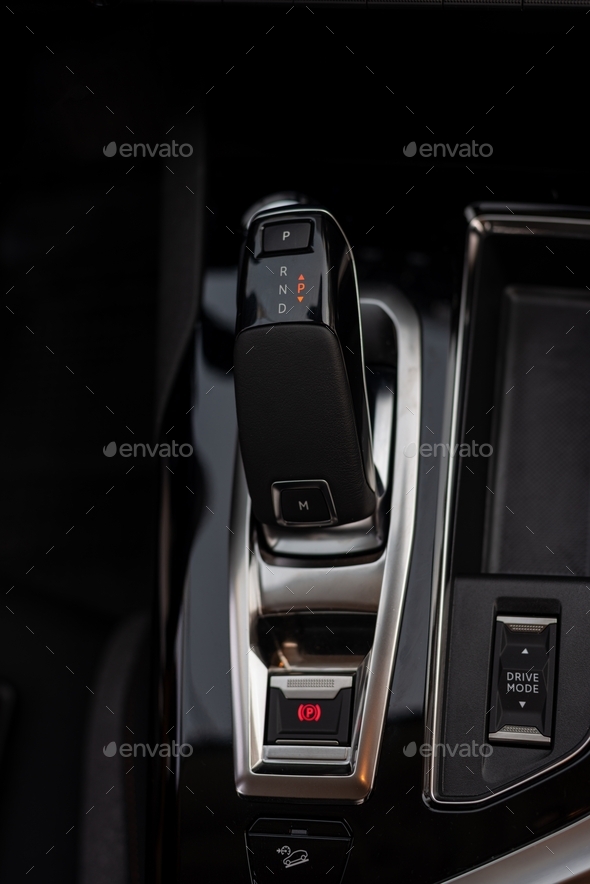 Modern automatic transmission parked inside the interior of a modern ...
