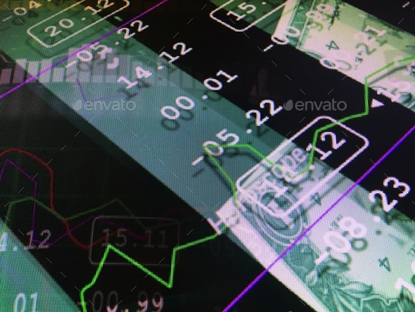 Currency exchange data graph and charts on screen Stock Photo by ...