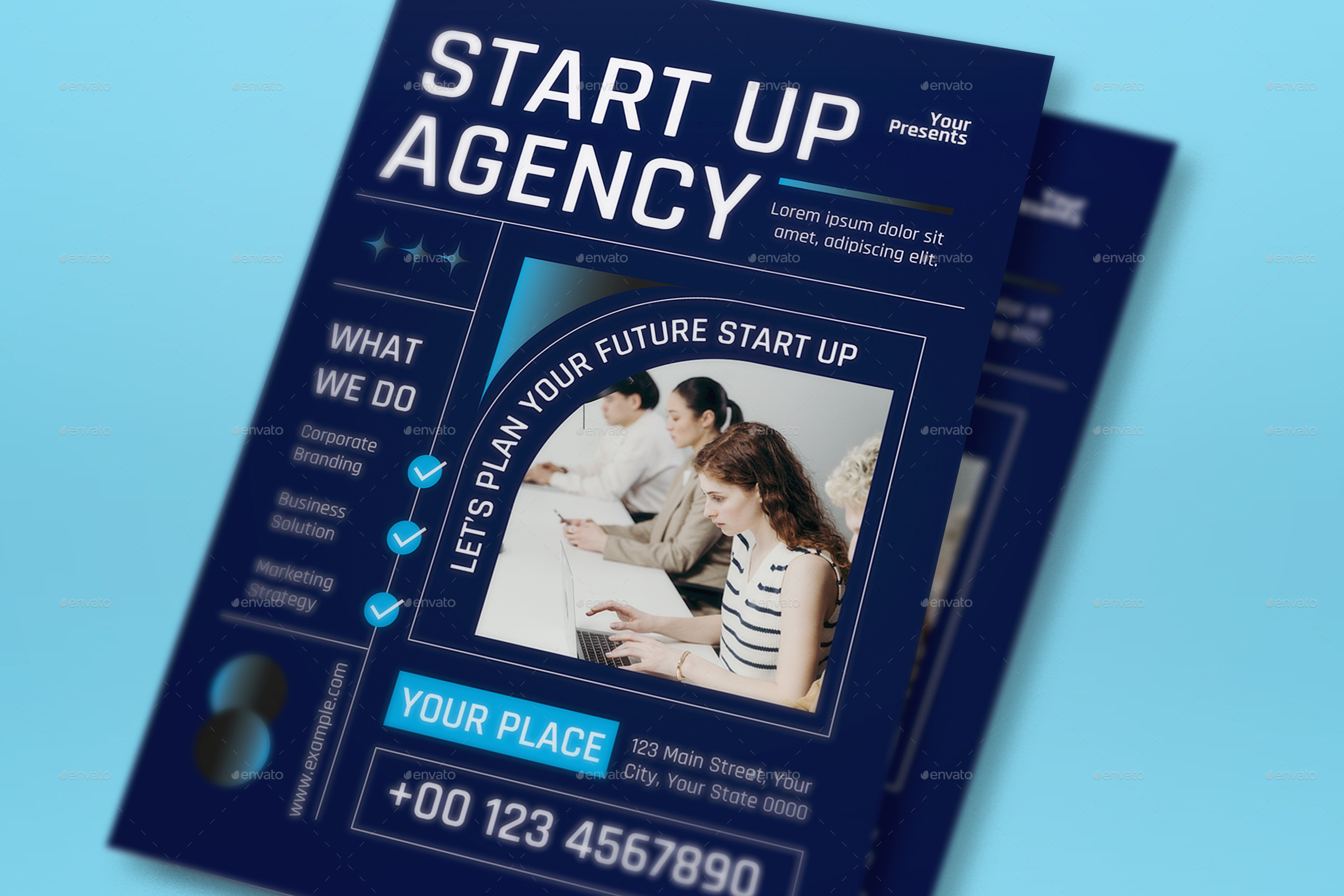 Black Edgy Start Up Agency Flyer Set, Print Templates | GraphicRiver