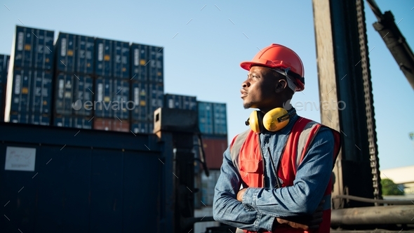 Foreman control Shipping container site loading in logistic port ...