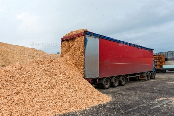Truck warehouse place landed in sawdust loads. Stock Photo by ...