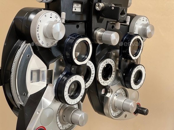 Phoropter, ophthalmic instrument used by ophthalmologist and ...