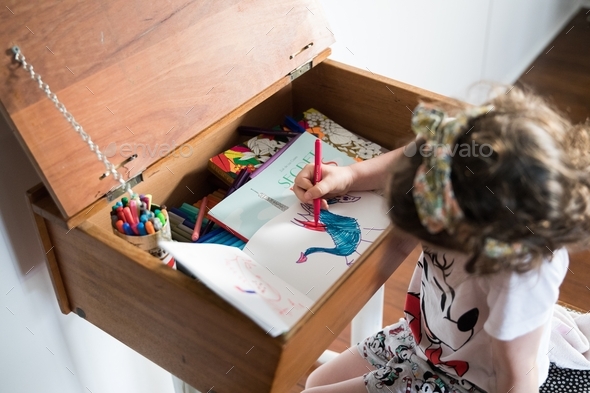 Young girl from behind drawing Stock Photo by Lightitup_now | PhotoDune