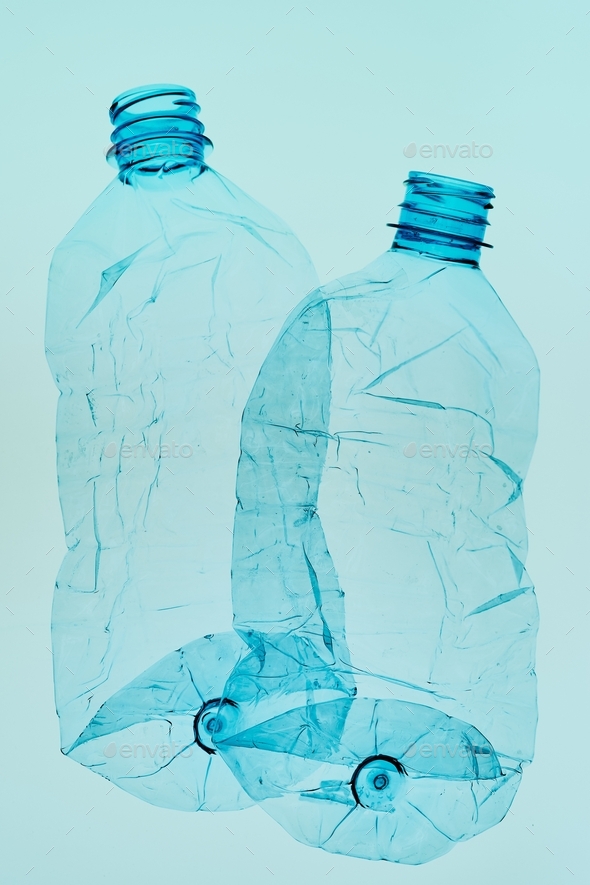 Plastic squashed bottles. Collecting plastic waste to recycling ...