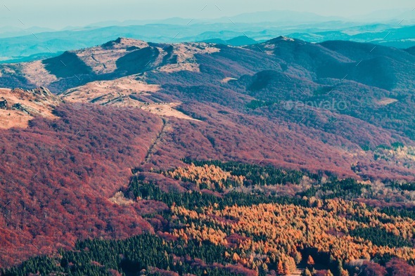 Autumn in The Bieszczady Mountains in Poland. Fall scenery, mountain ...