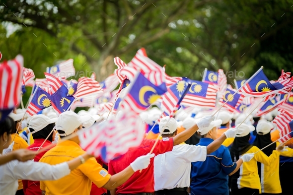 flags waving at merdeka day independence celebration in malaysia Stock ...