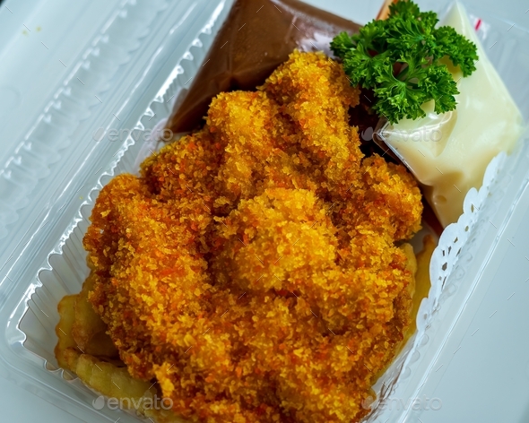 Fried chicken chop, chicken coated in breadcrumbs and fried. Served ...