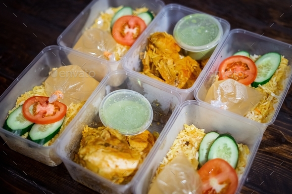 Chicken mandy, a middle east delicacy in taking out containers. Food ...