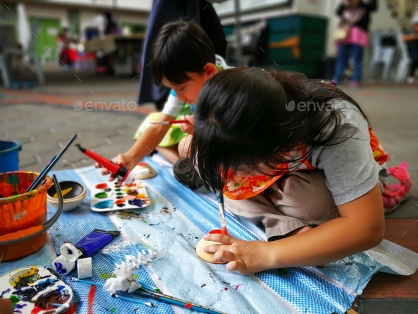 Kids Learning Painting Drawing Art Concept Stock Photo by ellinnur