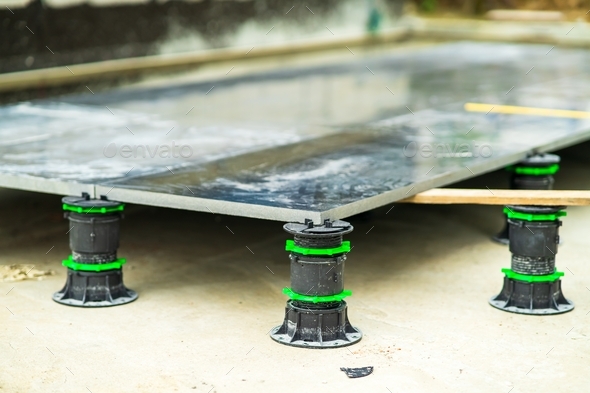 Slope-adjustable pedestal used for paver, bearer support instead of ...