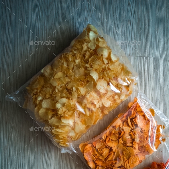 malaysian local chips in a crystal clear packaging Stock Photo by ellinnur
