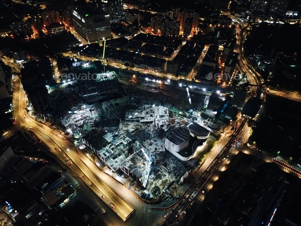 aerial view of pudu Bukit Bintang City Center city lights at night ...
