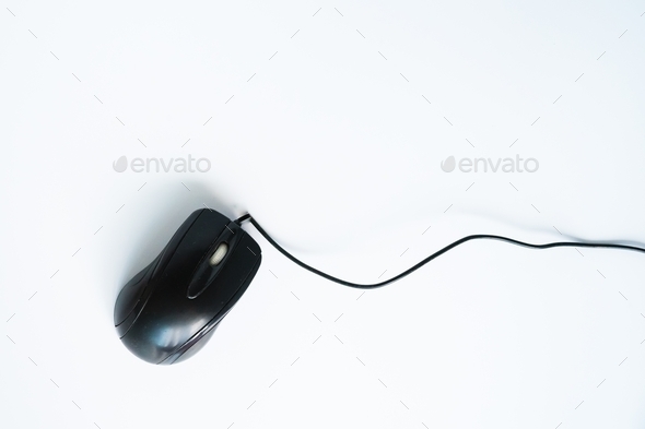 black wired mouse on a white background Stock Photo by ellinnur | PhotoDune