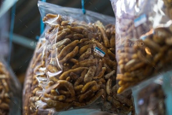 dried seafood with expensive price tag hanging at the market Stock ...