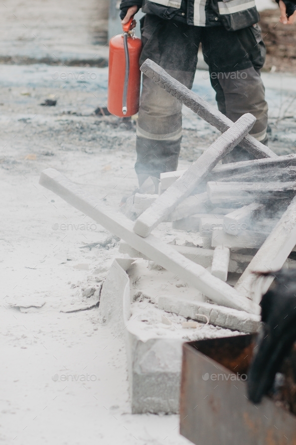 Fireman with fire extinguisher Stock Photo by Katerina_zhiltsova ...