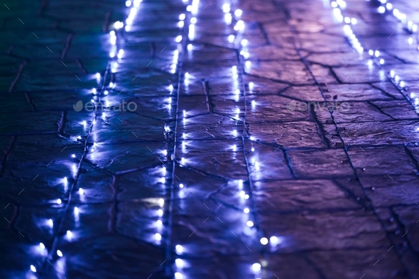 neon LED lights on the floor during New Year celebrations Stock Photo ...