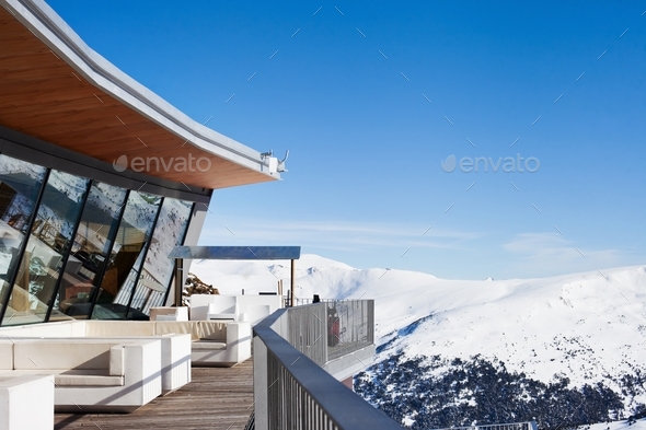 Winter mountains landscape - snow, resort, skiing and snowbording ...