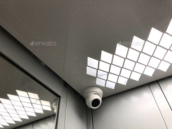 Security cctv camera at the elevator at the apartment building Stock ...