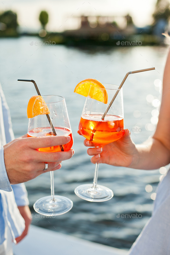 Colorful drinks, cocktails, happy hour, aperol spritz, enjoying life ...