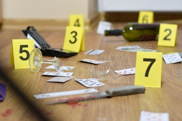 Crime scene investigation - numbering of evidences after the murder in ...