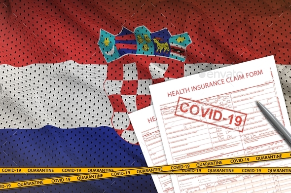 Croatia flag and Health insurance claim form with covid-19 stamp Stock ...