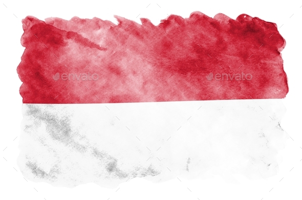 Indonesia flag is depicted in liquid watercolor style isolated on white ...