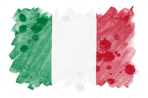 Italy flag is depicted in liquid watercolor style isolated on white ...