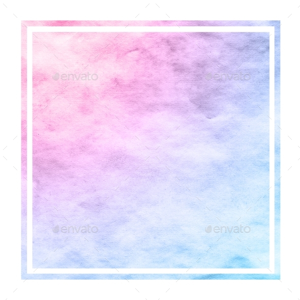 Space colors hand drawn watercolor rectangular frame background texture ...