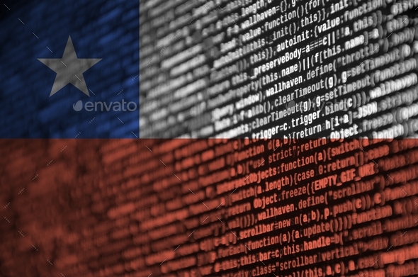Chile flag is depicted on the screen with the program code Stock Photo ...