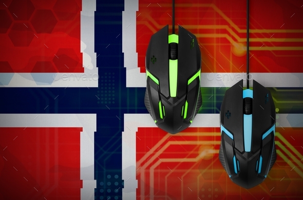 Norway flag and two modern computer mice with backlight Stock Photo by ...