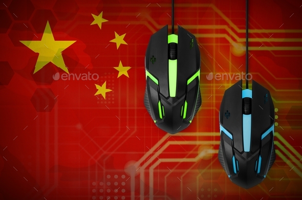 China flag and two modern computer mice with backlight Stock Photo by ...