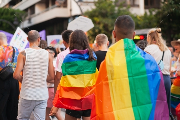 Crowds - crowd of people walking at pride supporting lgbtq rights ...