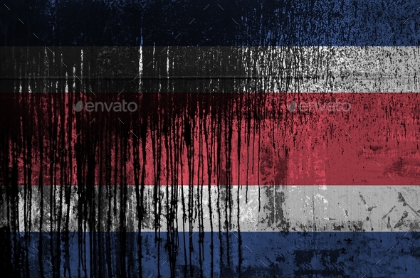 Costa Rica flag depicted in paint colors on old and dirty oil barrel ...