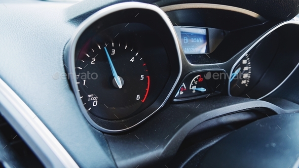 Close-up photo of Gauges and dashboard in ford car. Stock Photo by 9 ...
