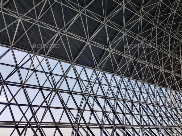 Metal frame of airport terminal. Texture, shapes, lines. Stock Photo by ...